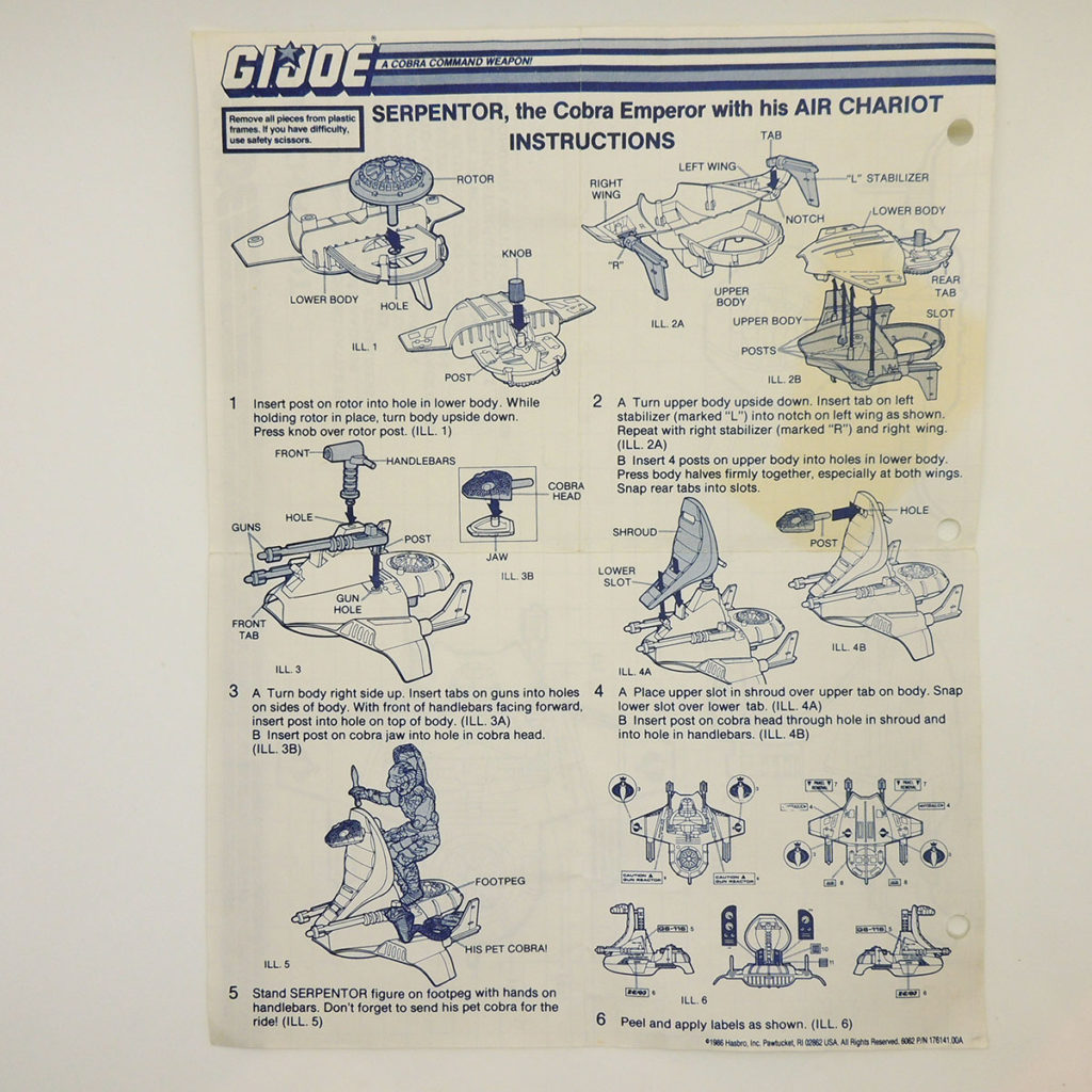 Gi Joe Serpentor Air Chariot v1 Cobra Emperor 1986 ARAH Hasbro Antiguo ...