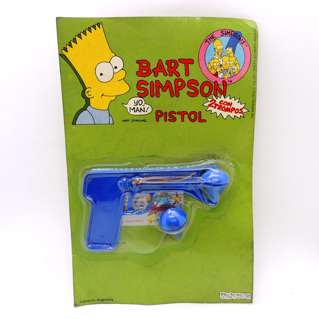 Simpsons Bart Pistol Con 2 Trompos Azul 1992 Ukitoys - Madtoyz