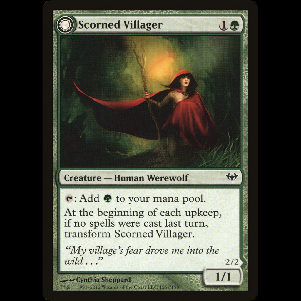 MTG Aldeana desdeñada // Licántropo marca lunar (Scorned Villager ...