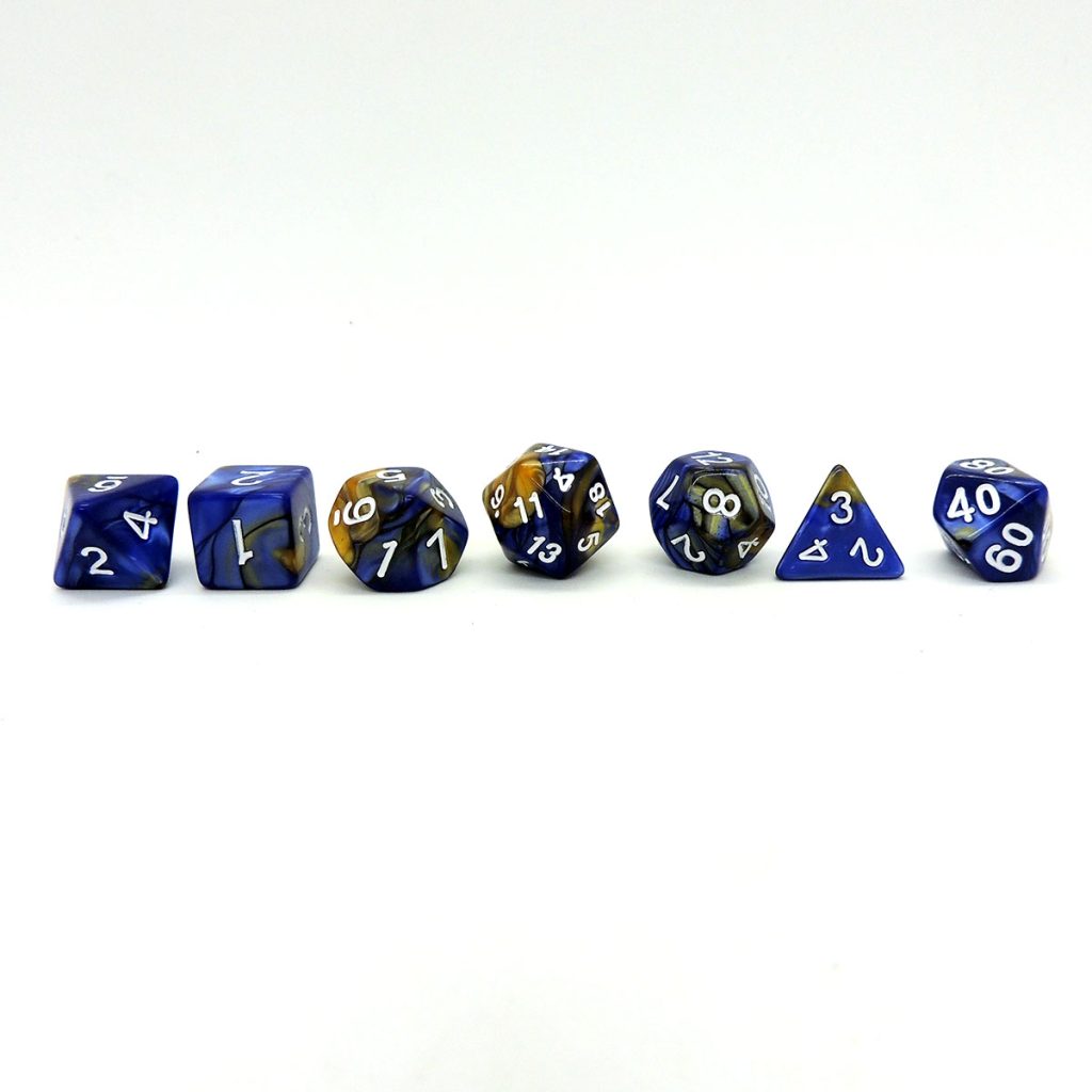 Set de 7 Dados para Rol D7 Azul Dorado MTG - Madtoyz