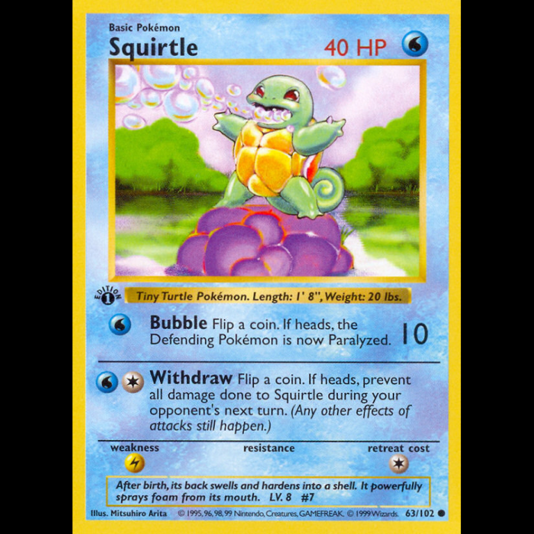 Pokemon TCG Squirtle - Base 1st Edition ESP base1-63 - Madtoyz